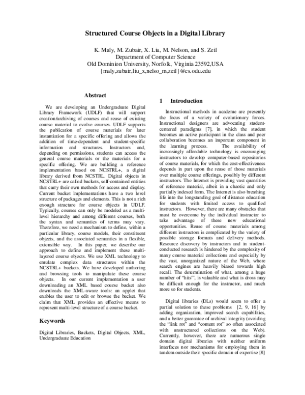 (PDF) Structured course objects in a digital library