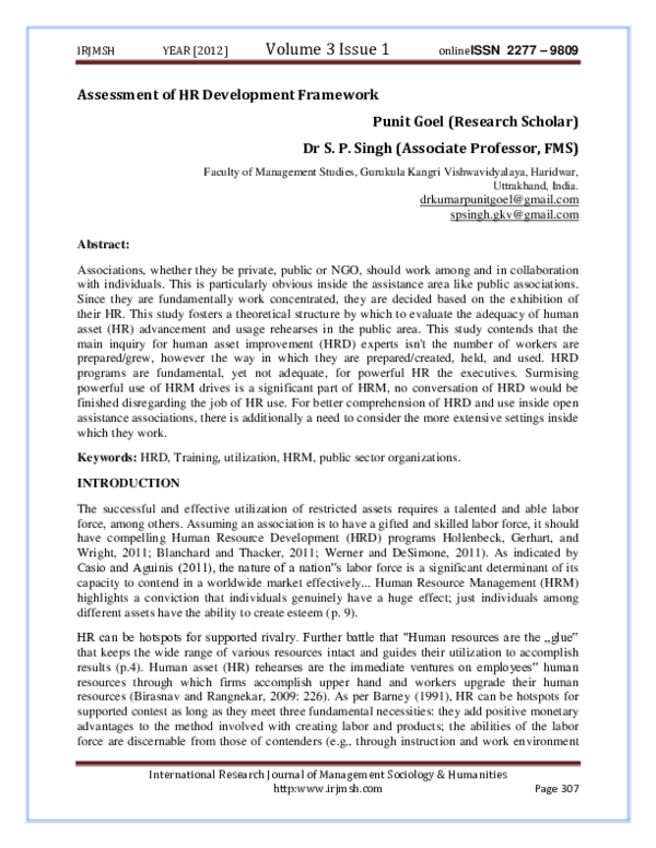 (PDF) Assessment of HR Development Framework