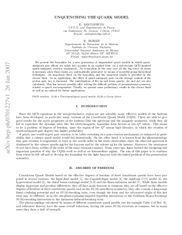 (PDF) Unquenching the Quark Model | Roelof Bijker - Academia.edu