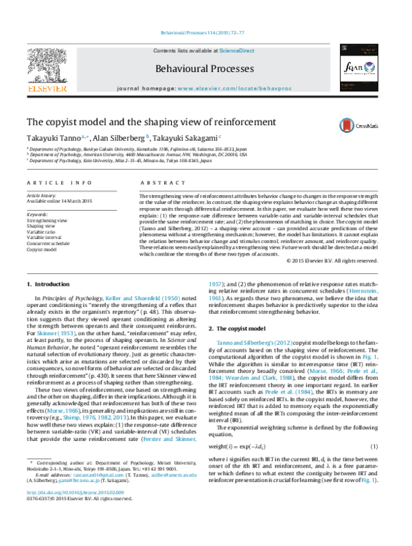 (PDF) The copyist model and the shaping view of reinforcement