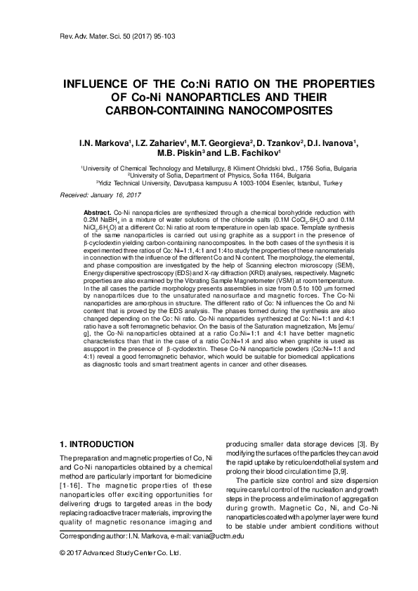 (PDF) INFLUENCE OF THE Co : Ni RATIO ON THE PROPERTIES OF CoNi ...