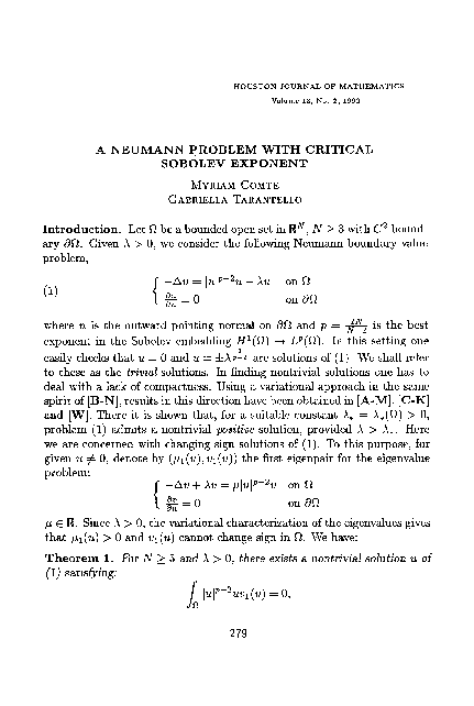 Pdf A Neumann Problem With Critical Sobolev Exponent