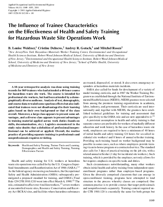 (PDF) The Influence of Trainee Characteristics on the Effectiveness of ...