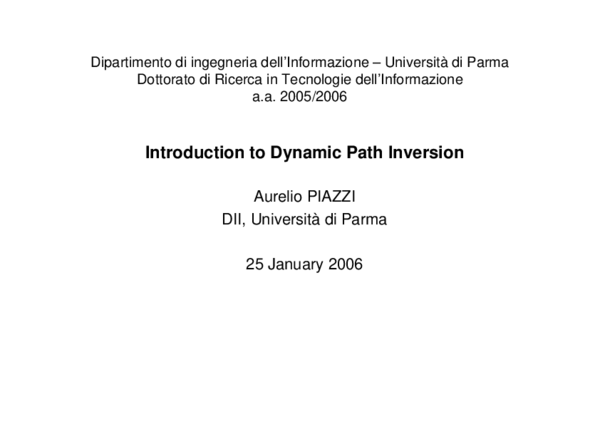 (PDF) Introduction to Dynamic Path Inversion