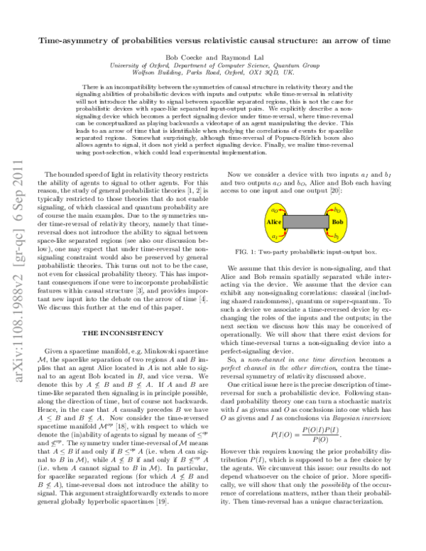 (PDF) Time Asymmetry of Probabilities Versus Relativistic Causal ...