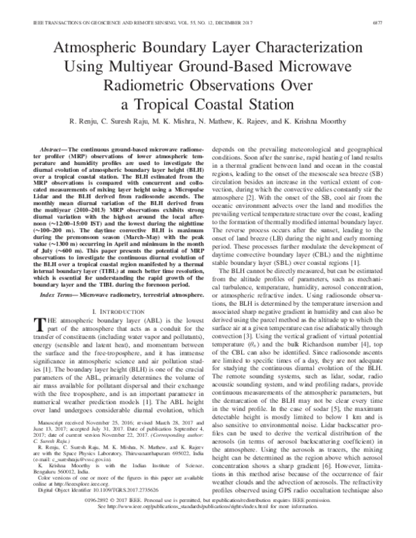 (PDF) Atmospheric Boundary Layer Characterization Using Multiyear Ground-Based Microwave ...