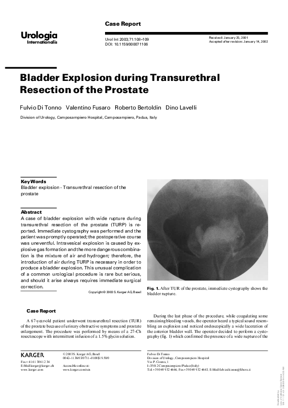 (PDF) Bladder Explosion during Transurethral Resection of the Prostate