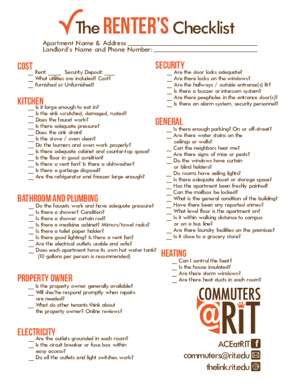(PDF) Renter's checklist | Robert Thee - Academia.edu