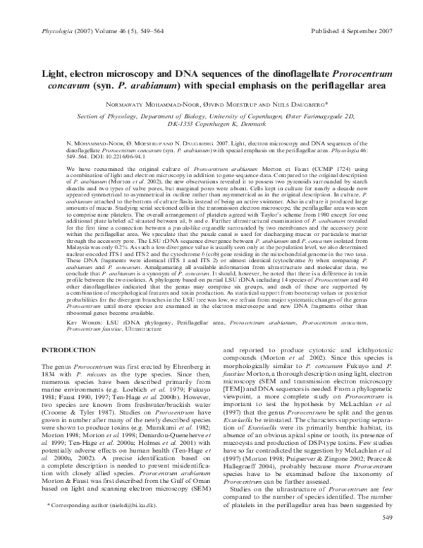 (PDF) Light, electron microscopy and DNA sequences of the ...