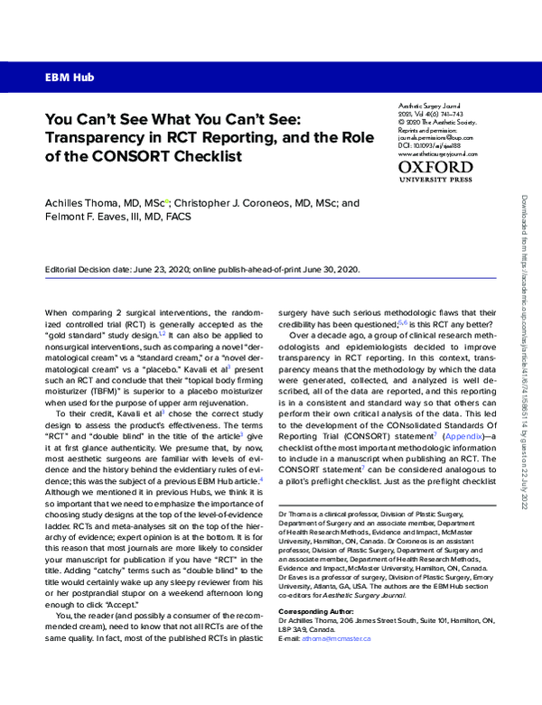 (PDF) Transparency in RCTs: The CONSORT Role