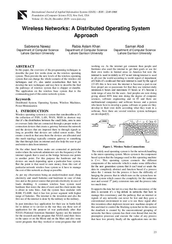 Wireless Networks A Distributed Operating System Approach