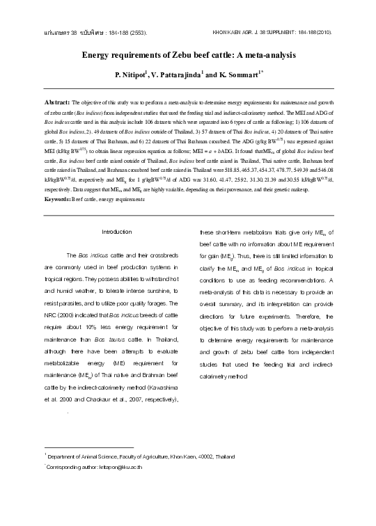 (PDF) Energy requirements of Zebu beef cattle: A meta-analysis