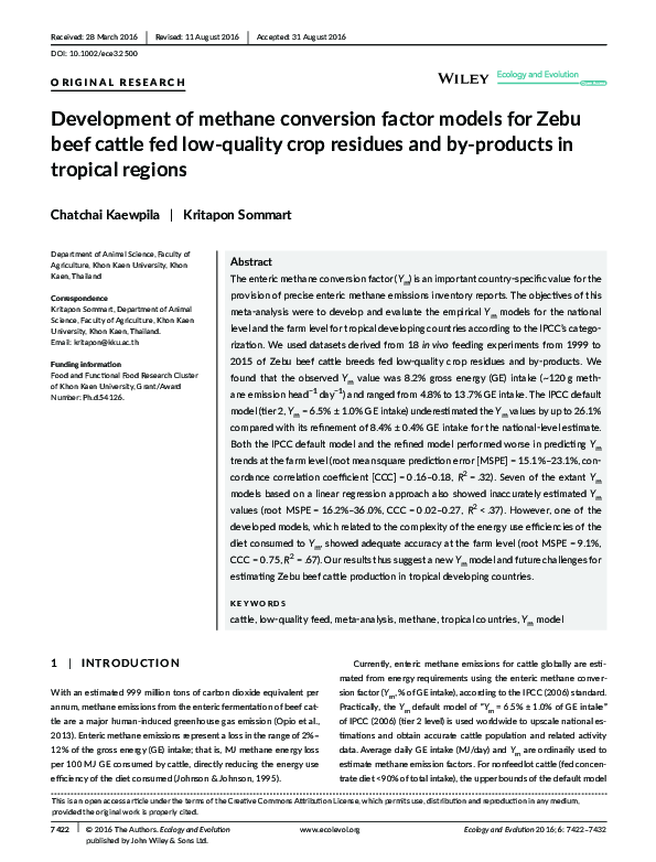 (PDF) Development of methane conversion factor models for Zebu beef ...