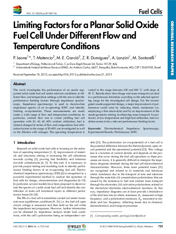 (PDF) Limiting factors for a planar solid oxide fuel cell under ...