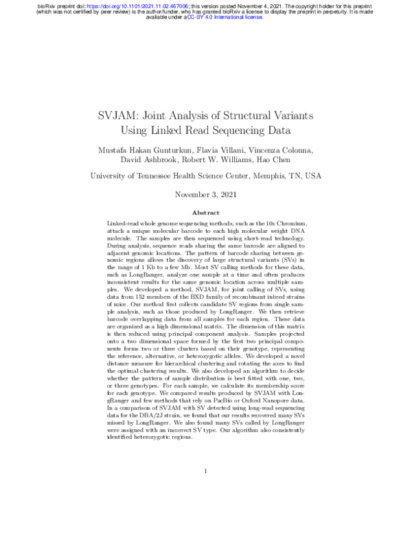 (PDF) SVJAM: Joint Analysis of Structural Variants Using Linked Read Sequencing Data