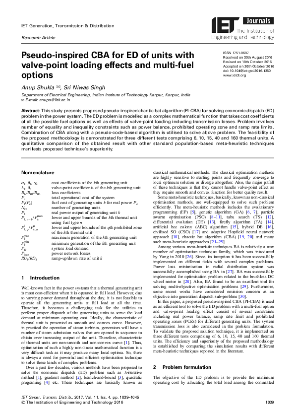 (PDF) Pseudo‐inspired CBA for ED of units with valve‐point loading ...