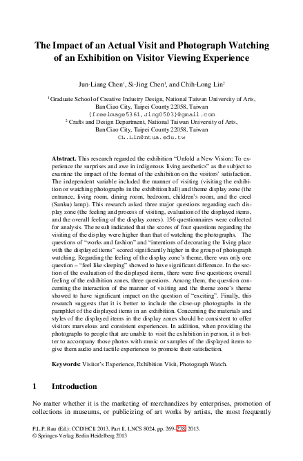 (PDF) The Impact of an Actual Visit and Photograph Watching of an ...