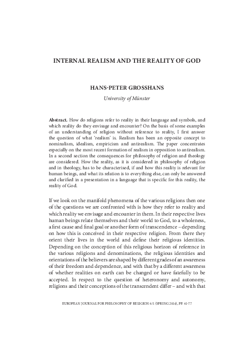 (PDF) Internal Realism and the Reality of God