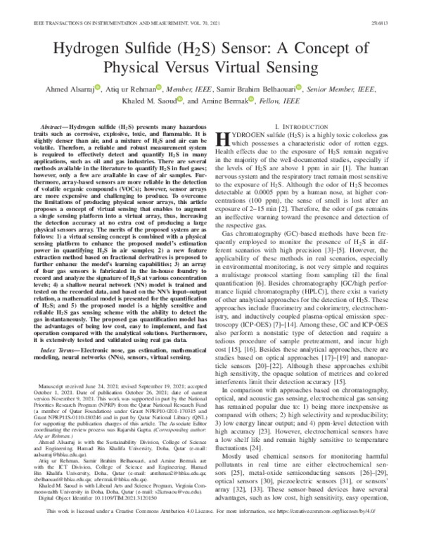 (PDF) Hydrogen Sulfide (H₂S) Sensor: A Concept of Physical Versus Virtual Sensing