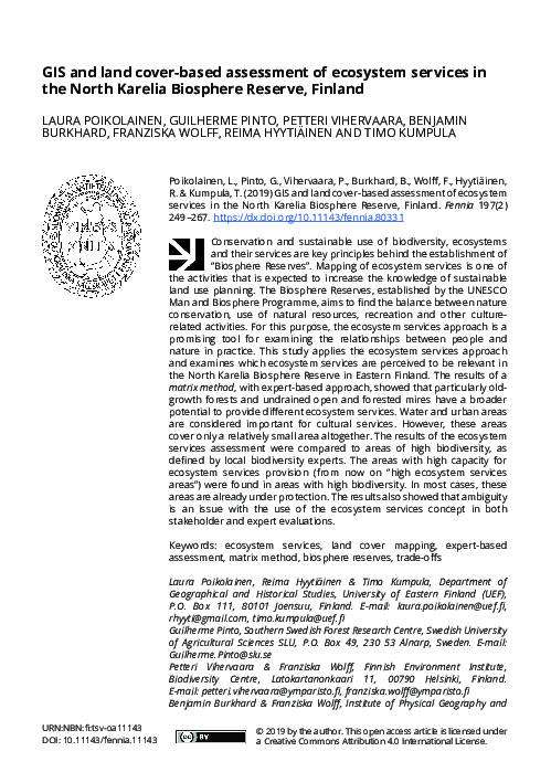 (PDF) Assessing Ecosystem Services in North Karelia