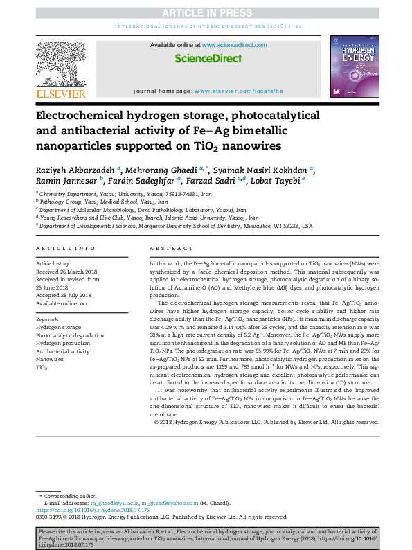 (PDF) Electrochemical hydrogen storage, photocatalytical and ...