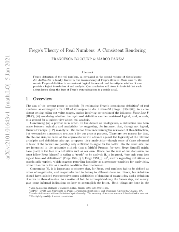 (PDF) Frege’s Theory of Real Numbers: A Consistent Rendering | Marco ...