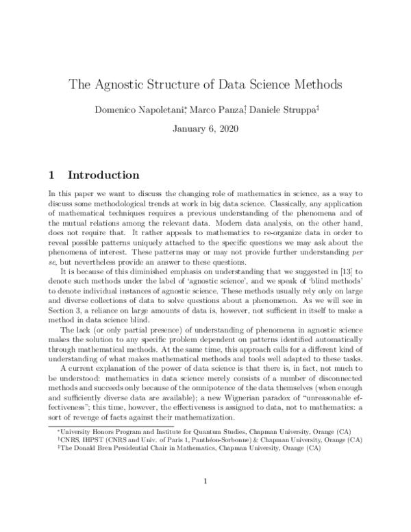 Pdf The Agnostic Structure Of Data Science Methods