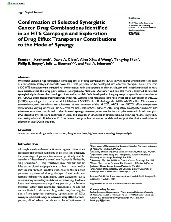 (PDF) Confirmation of Selected Synergistic Cancer Drug Combinations ...