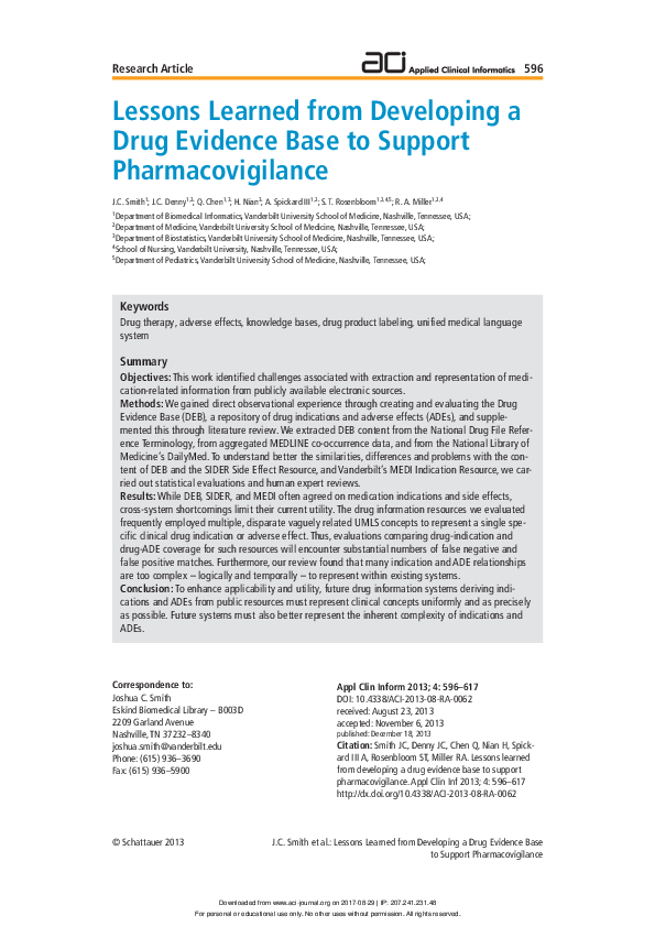 (PDF) Lessons Learned from Developing a Drug Evidence Base to Support ...