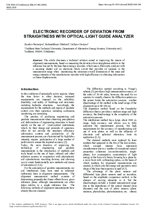 (PDF) Electronic recorder of deviation from straightness with optical ...