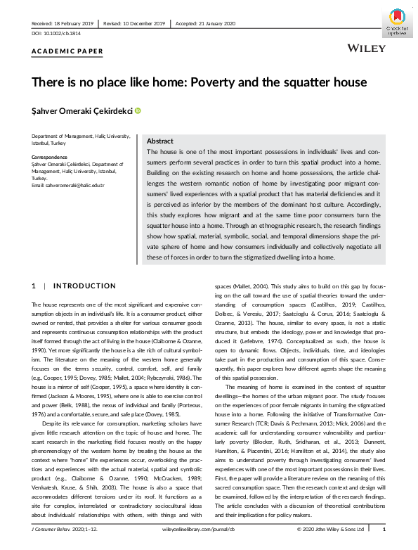 (PDF) There is no place like home: Poverty and the squatter house