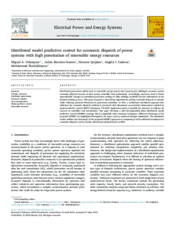 Pdf Distributed Model Predictive Control For Economic Dispatch Of Power Systems With High