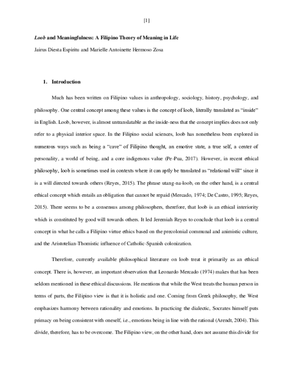 (PDF) Loob and Meaningfulness: A Filipino Theory of Meaning in Life