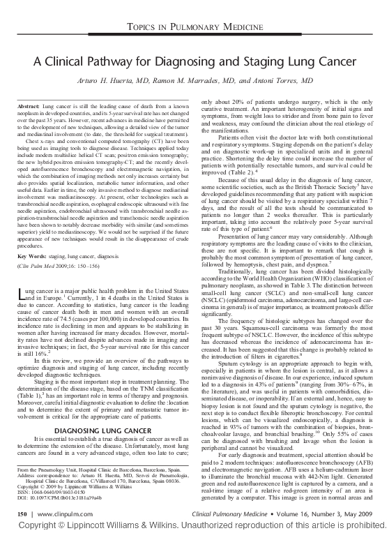 (PDF) A Clinical Pathway for Diagnosing and Staging Lung Cancer