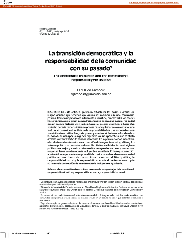 (PDF) La transición democrática y la responsabilidad de la comunidad ...