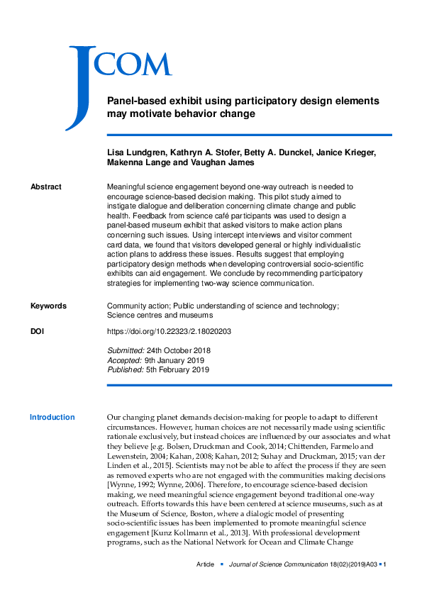 (PDF) Participatory Design in Science Exhibits