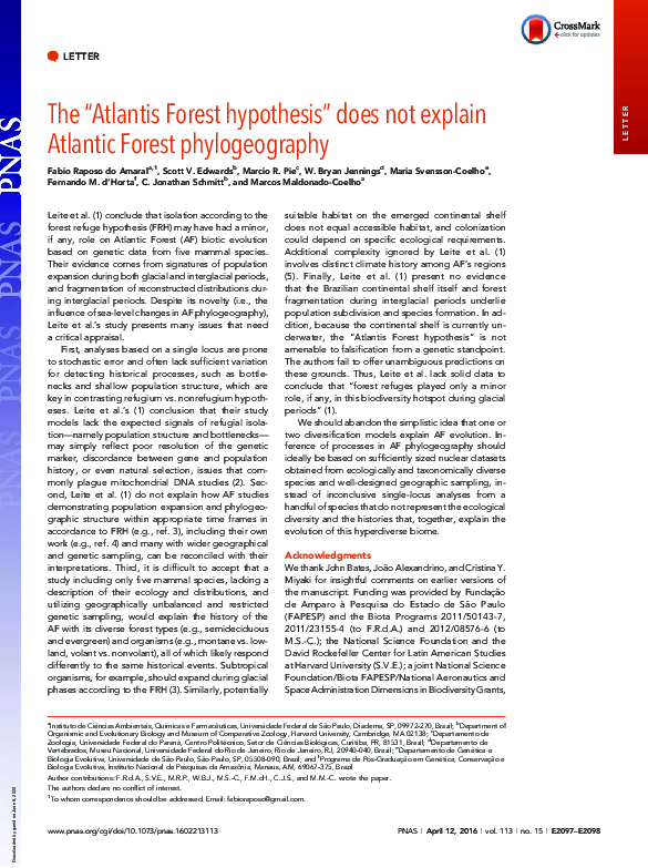 (PDF) The "Atlantis Forest hypothesis" does not explain Atlantic Forest ...