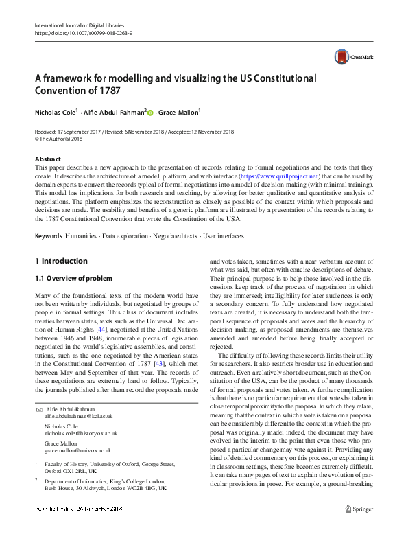(PDF) A framework for modelling and visualizing the US Constitutional ...