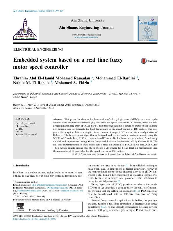 (PDF) Embedded system based on a real time fuzzy motor speed controller