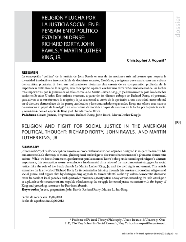(PDF) Religión y Lucha Por La Justicia Social en El Pensamiento ...