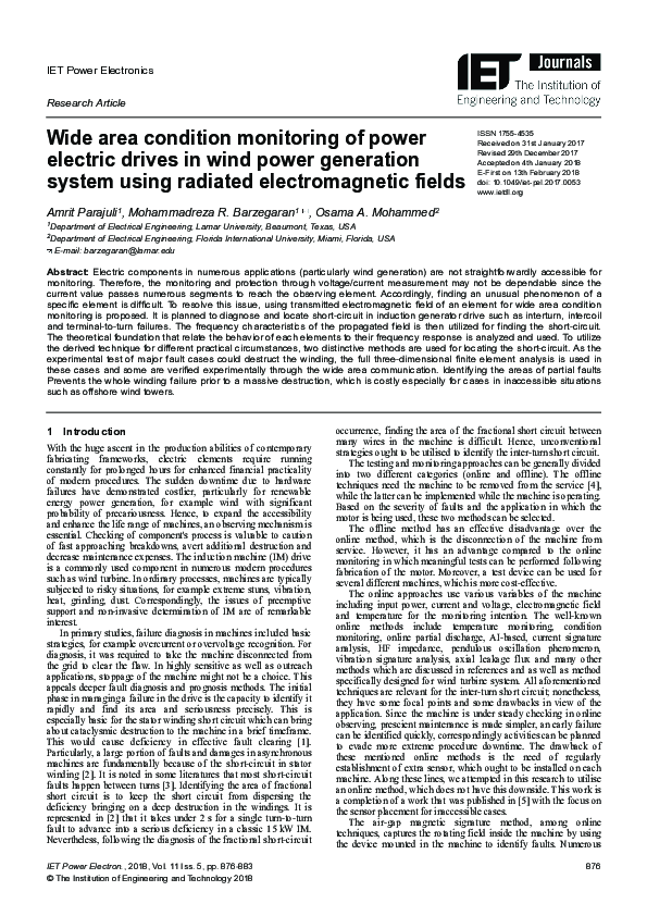 (PDF) Wide area condition monitoring of power electric drives in wind power generation system ...