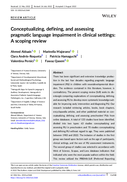Pdf Conceptualizing Defining And Assessing Pragmatic Language