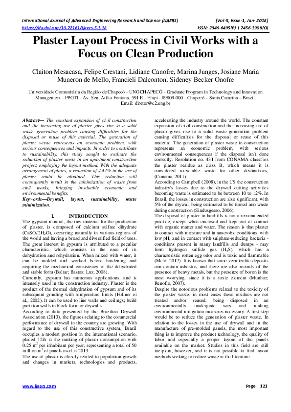 (PDF) Plaster Layout Process in Civil Works with a Focus on Clean ...