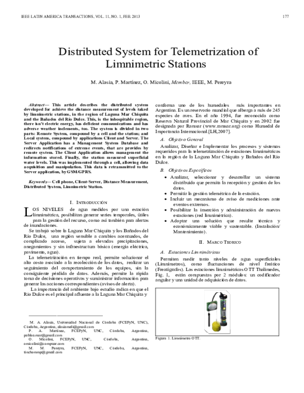 (PDF) Distributed System for Telemetrization of Limnimetric Stations