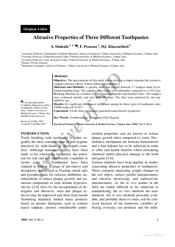 (PDF) Abrasive Properties of Three Different Toothpastes