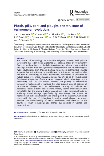 (PDF) Pistols, Pills, Pork and Ploughs: The Structure of Technomoral ...