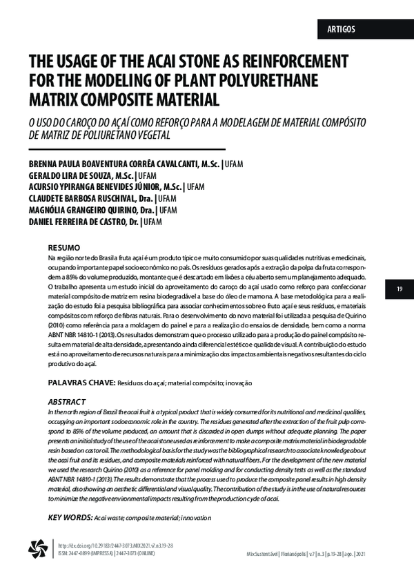 (PDF) The Usage of the Acai Stone as Reinforcement for the Modeling of ...