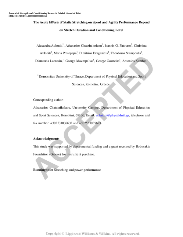 (PDF) The Acute Effects of Static Stretching on Speed and Agility Performance Depend on Stretch ...