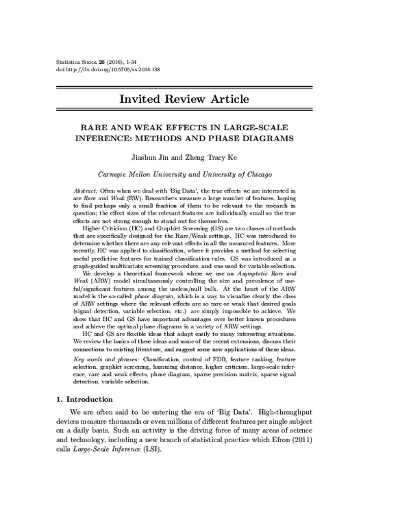 Pdf Rare And Weak Effects In Large Scale Inference Methods And Phase