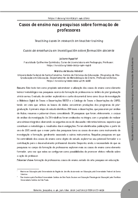 (PDF) Casos de ensino nas pesquisas sobre formação de professores ...